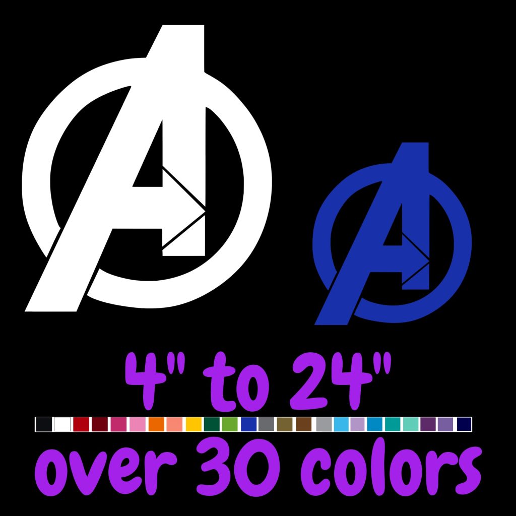 Avengers Vinyl Decal – Custom Size – Sports Stickers USA