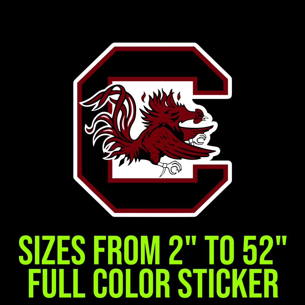South Carolina Gamecocks Vinyl Decal – Custom Size – Sports Stickers USA