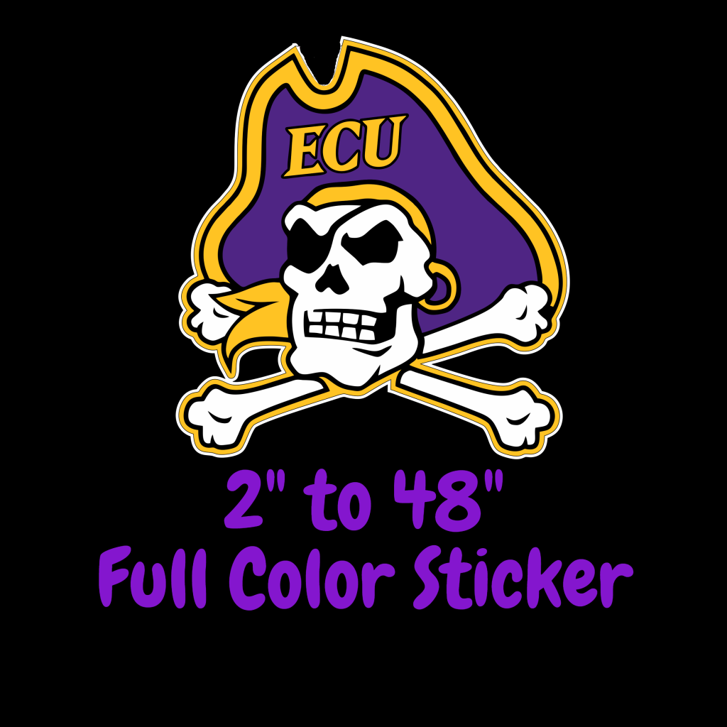 ECU Pirates Full Color Vinyl Decal – Custom Size – Sports Stickers USA