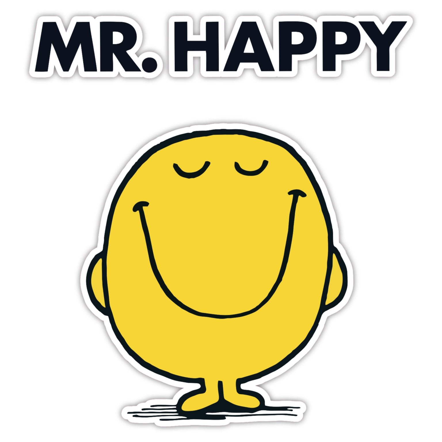 Mr. Men – Mr. Happy Full Color Vinyl Decal – Custom Size – Sports Stickers USA