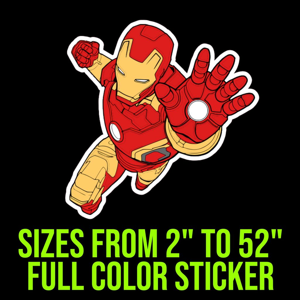 Iron Man – Full Color Vinyl Sticker – Custom Size – Sports Stickers USA