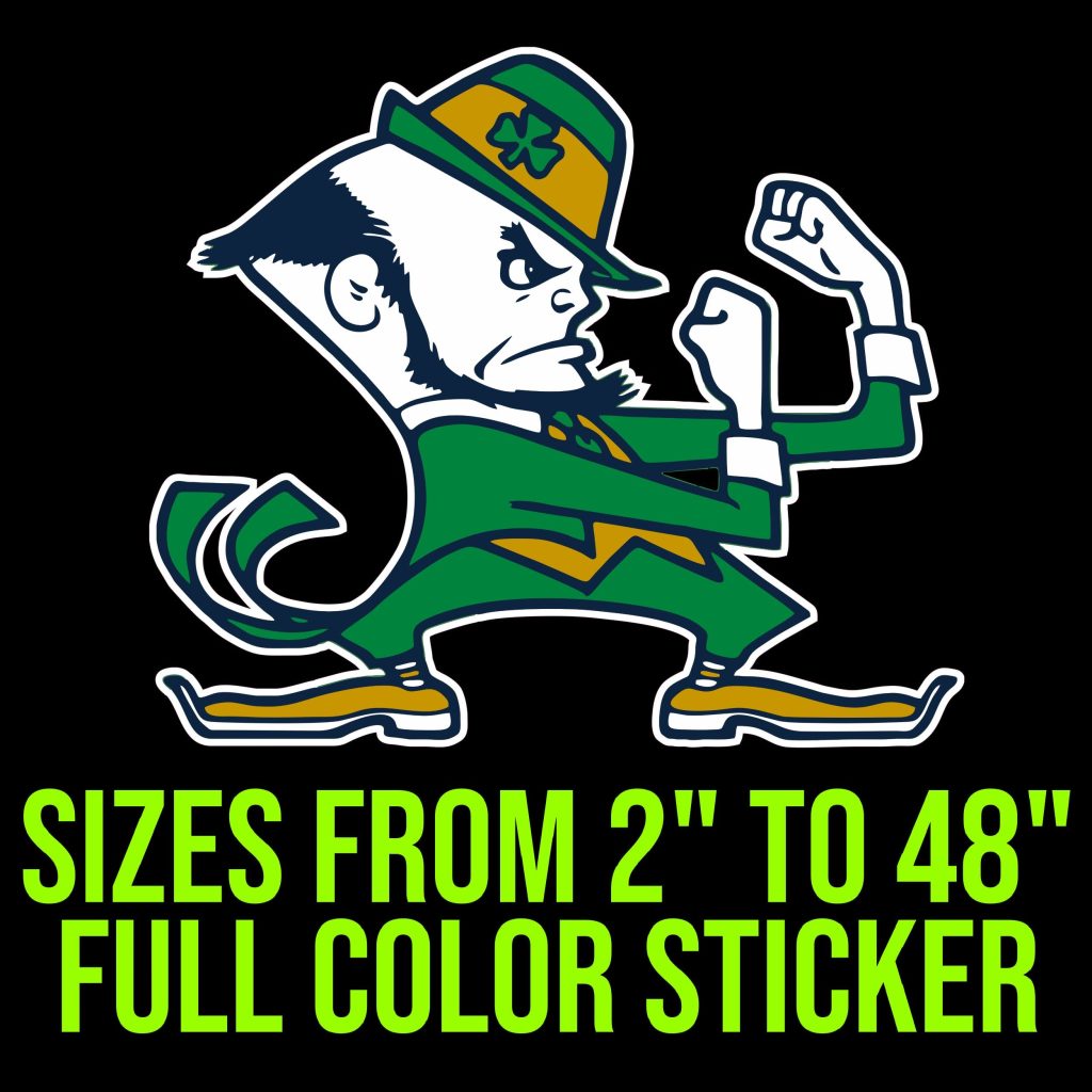 Notre Dame Full Color Vinyl Decal – Custom Size – Sports Stickers USA