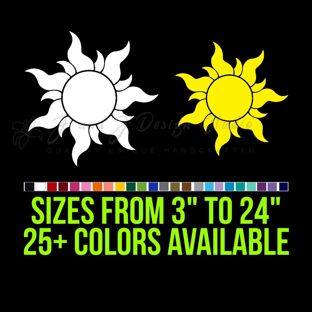 Rapunzel sun Vinyl Decal – Custom Size – Sports Stickers USA