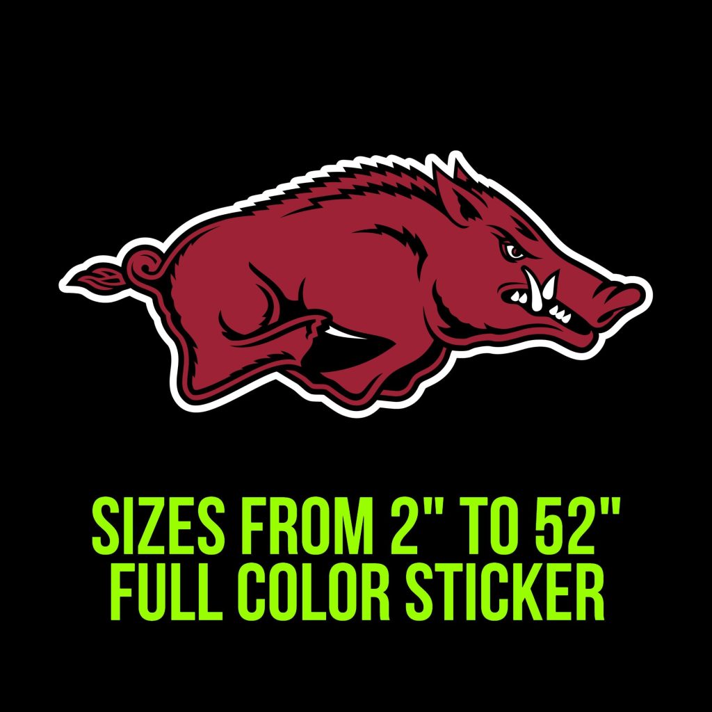 Arkansas Razorbacks Full Color Vinyl Decal – Custom Size – Sports ...