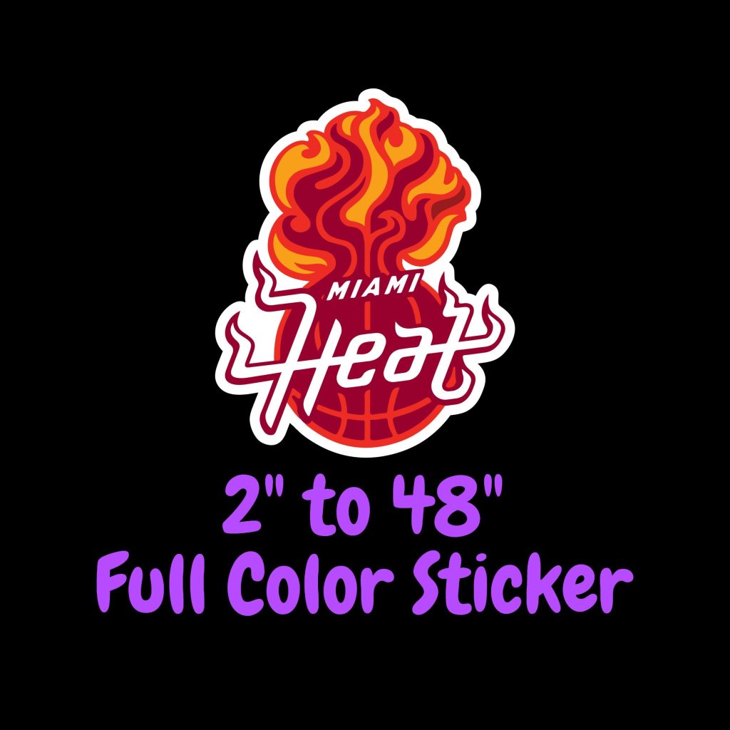 Miami Heat Full Color Vinyl Sticker – Custom Size – Sports Stickers USA