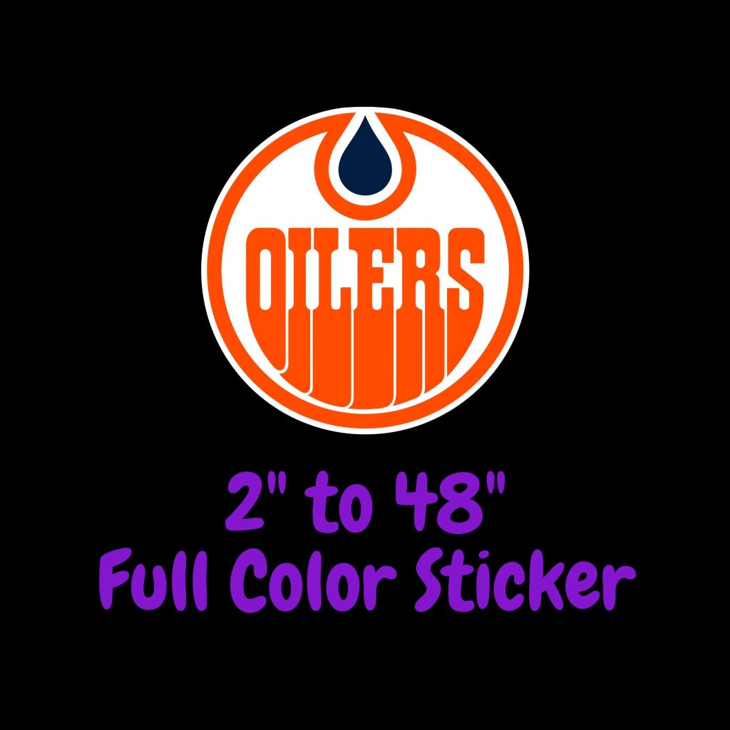 Edmonton Oilers – White Circle With Orange Oilers – Full Color Vinyl ...